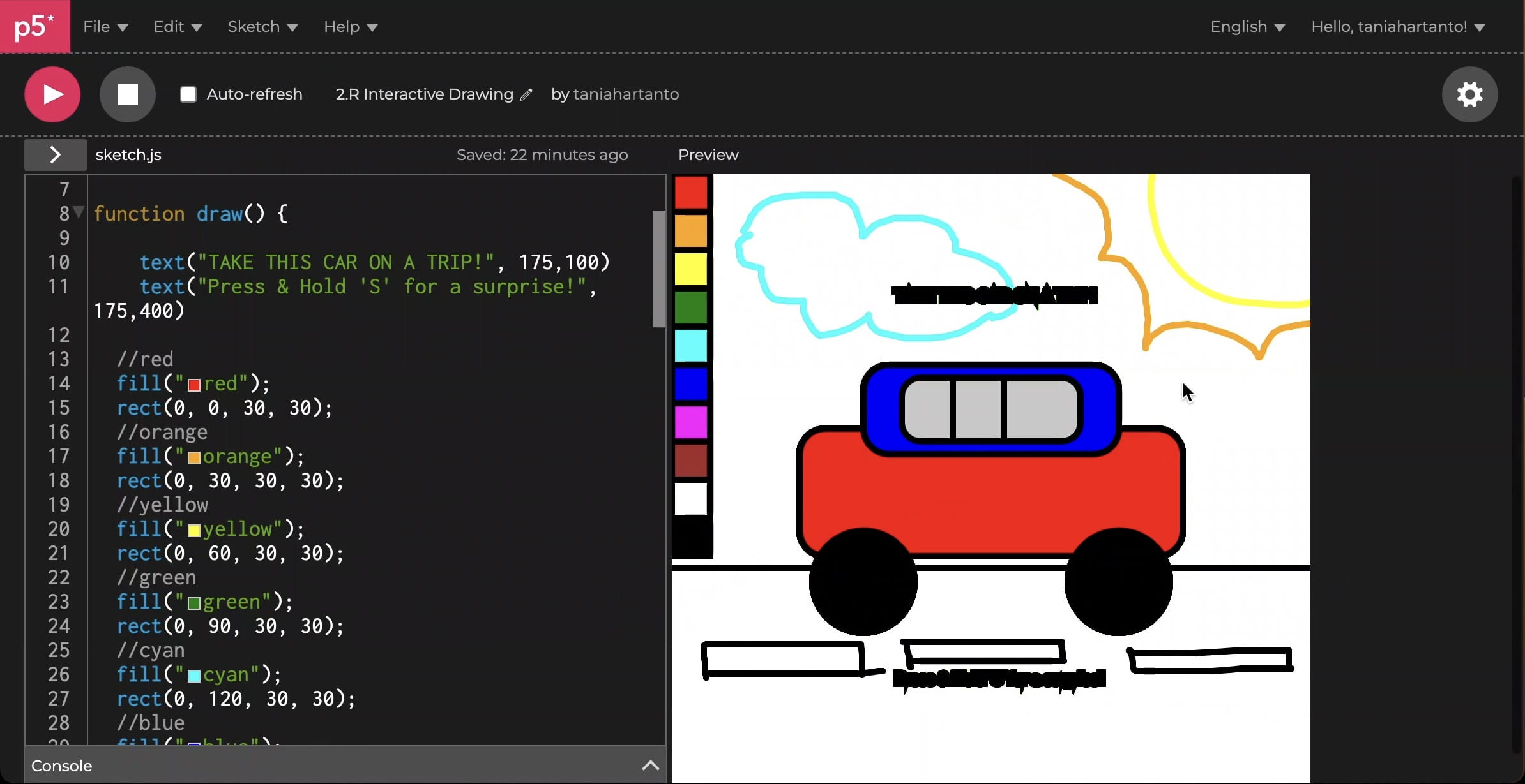 Mini Project 2. Interactive Drawing – Tania Hartanto