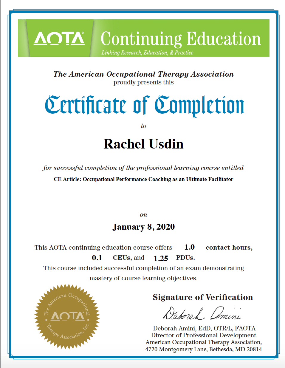 Continuing Education Certificates