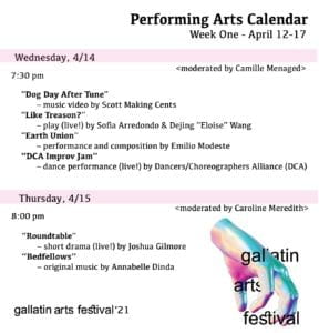 Gallatin Arts Festival – Performing Arts Week 1 – The Gallatin Galleries